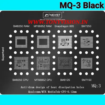 MQ3 BGA Black Reballing Stencil For SM6125 SM7150 SM7250 SM8250 RAM ...