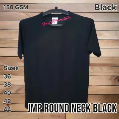 JMP 180GSM 36 To 44 DRYFIT BLACK ROUNDNECK|Creative Products