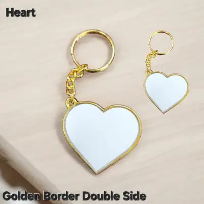 PLASTICMETAL DOUBLE KEYCHAIN GOLDEN HEART|Creative Products