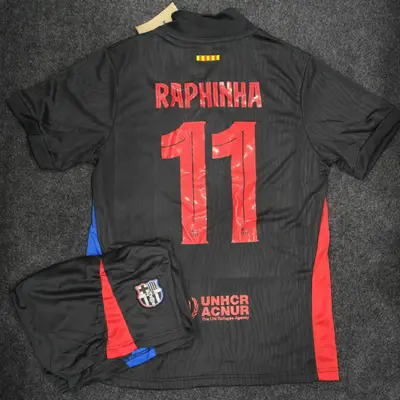 Buy BARCELONA AWAY X { RAPHINA 11 ] 2024/25 OFFICIAL PRINTED KIT online ...