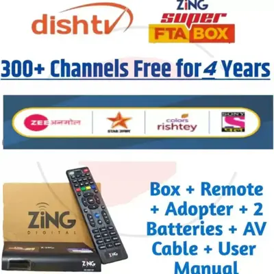 Zing Super FTA Box – 300+ TV Channels, 4 Years Free