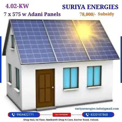 Buy Adani Solar Rooftop 4.02 KW 575w Topcorn Panels SolarYan