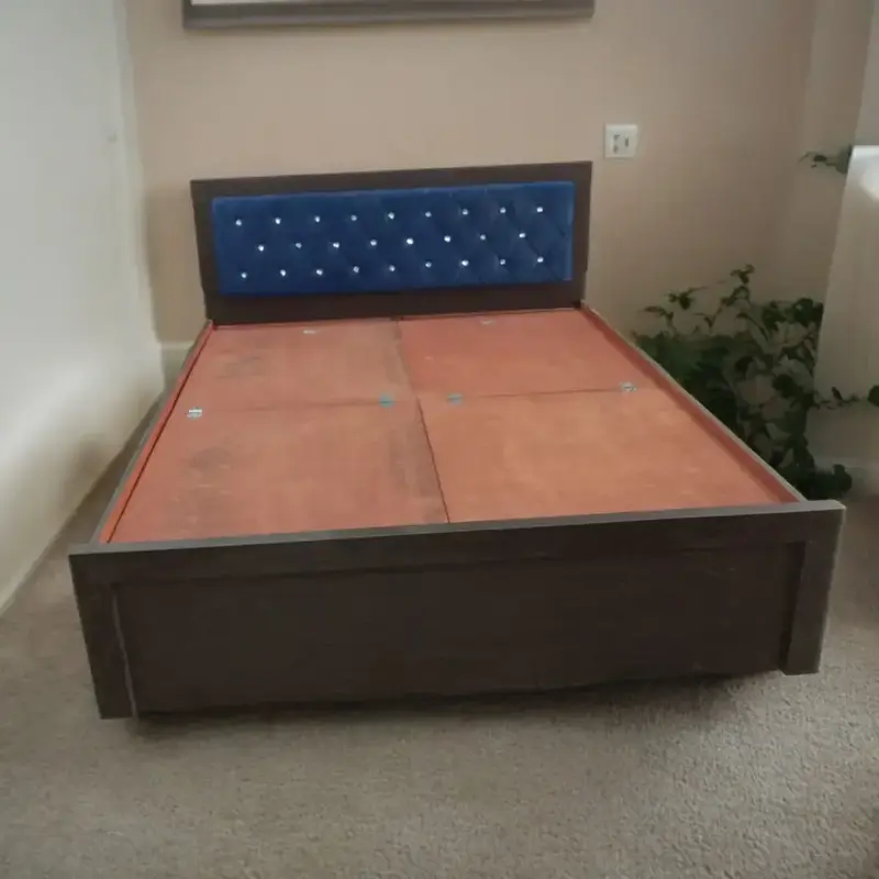 Buy Plywood Double Bed With Cushion Head online at best price GUJJU FURNITURE