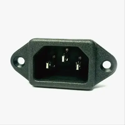 Buy 3-Pin Male Panel Mount AC Power Supply Socket - 10A 250V (2Pcs ...