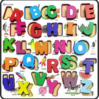 Buy Wooden English Alphabet Puzzle Board with Pictures online at best ...