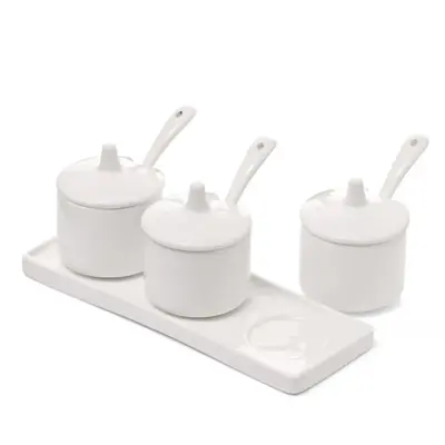 Buy Bharat White Ceramic Fine Bone China Rectangle Pickle Tray Set (Set ...