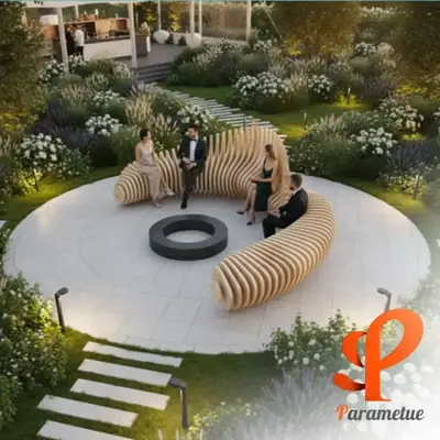 Buy Serpentine Modular Slat Parametric Bench at Parametue