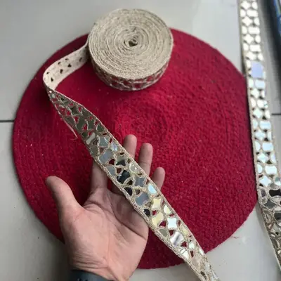 Buy Golden geometric pattern mirror Lace online at best price ...