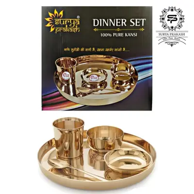 Buy Kansa Kansi Pure Bronze Dinner Set - 6 Pieces online at best price ...