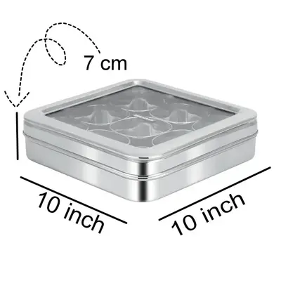 Buy Shaligram Stainless Steel Square Masala Dabba Spice Box For Kitchen ...