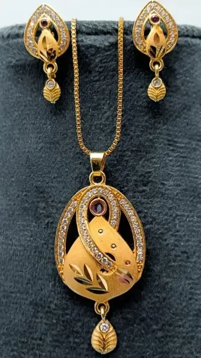 Buy Gold-Plated Crystal Pendant Necklace Set with Earrings, Traditional ...