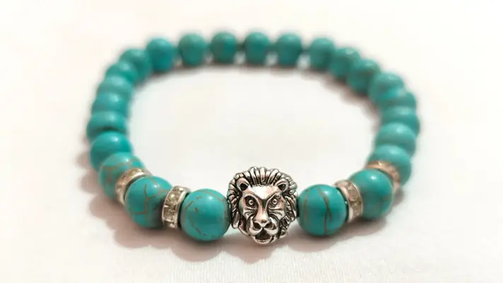 Buy Turquoise Silver Lion Bracelet online at best price.