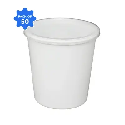 Buy White Round Container with Lid 750 ml Tall (Pack of 50)