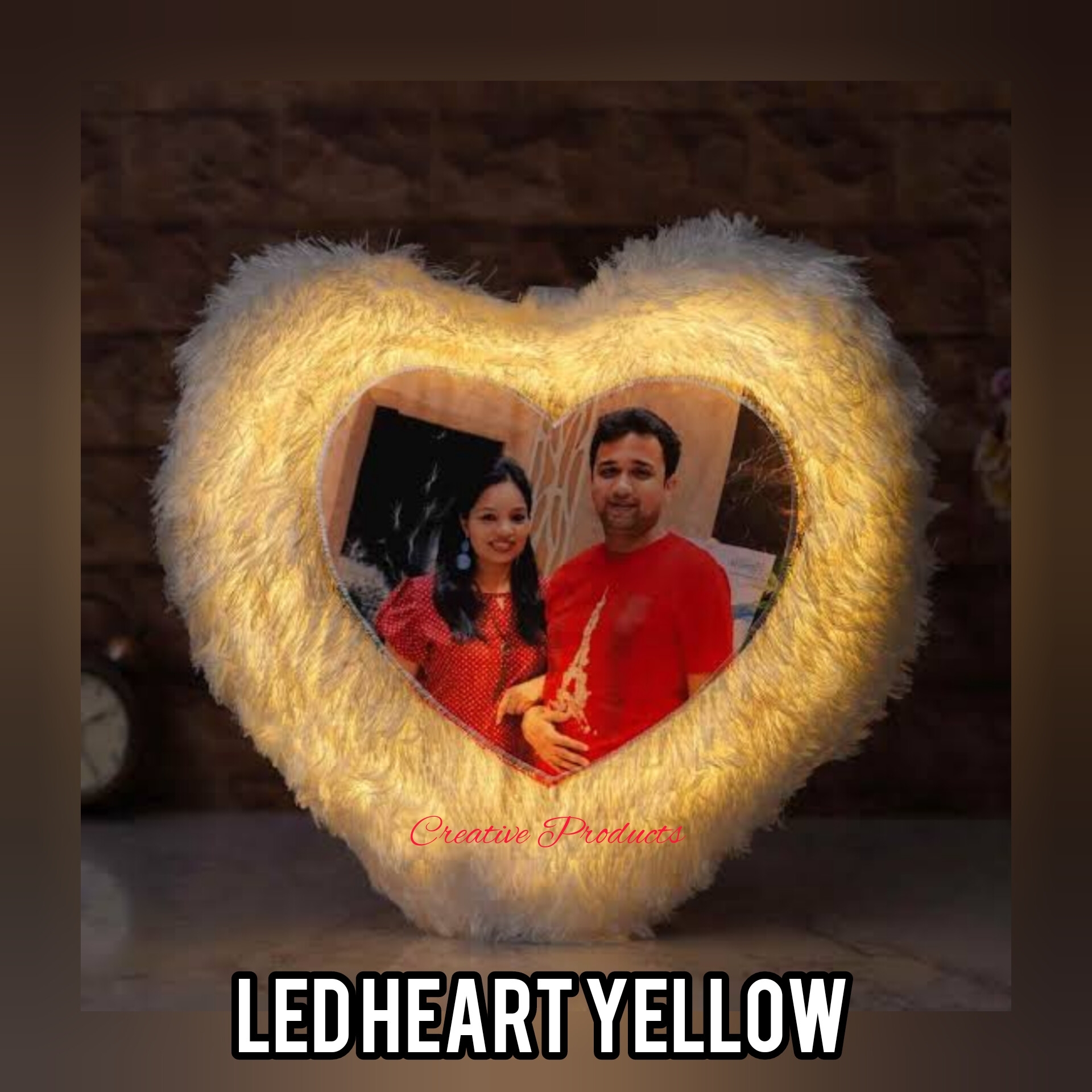 Buy YELLOW LED HEART CUSHION WITH BATTERY online at best price Creative Products