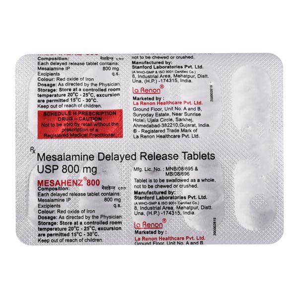 Buy MESAHENZ 800 TAB Online | Micro Chemist