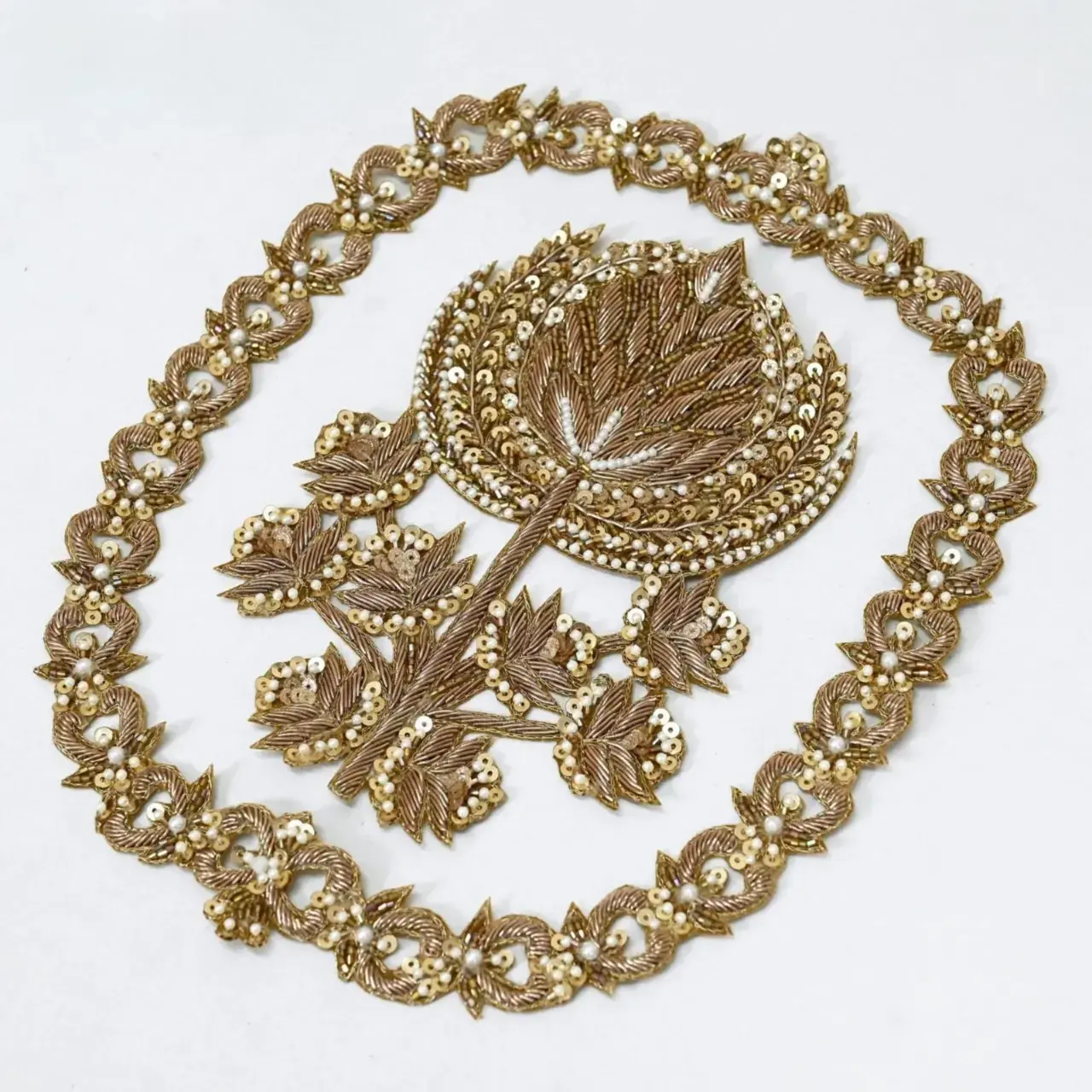 Buy Dabka work Flower Motif Patch online | Mohan Shoppe