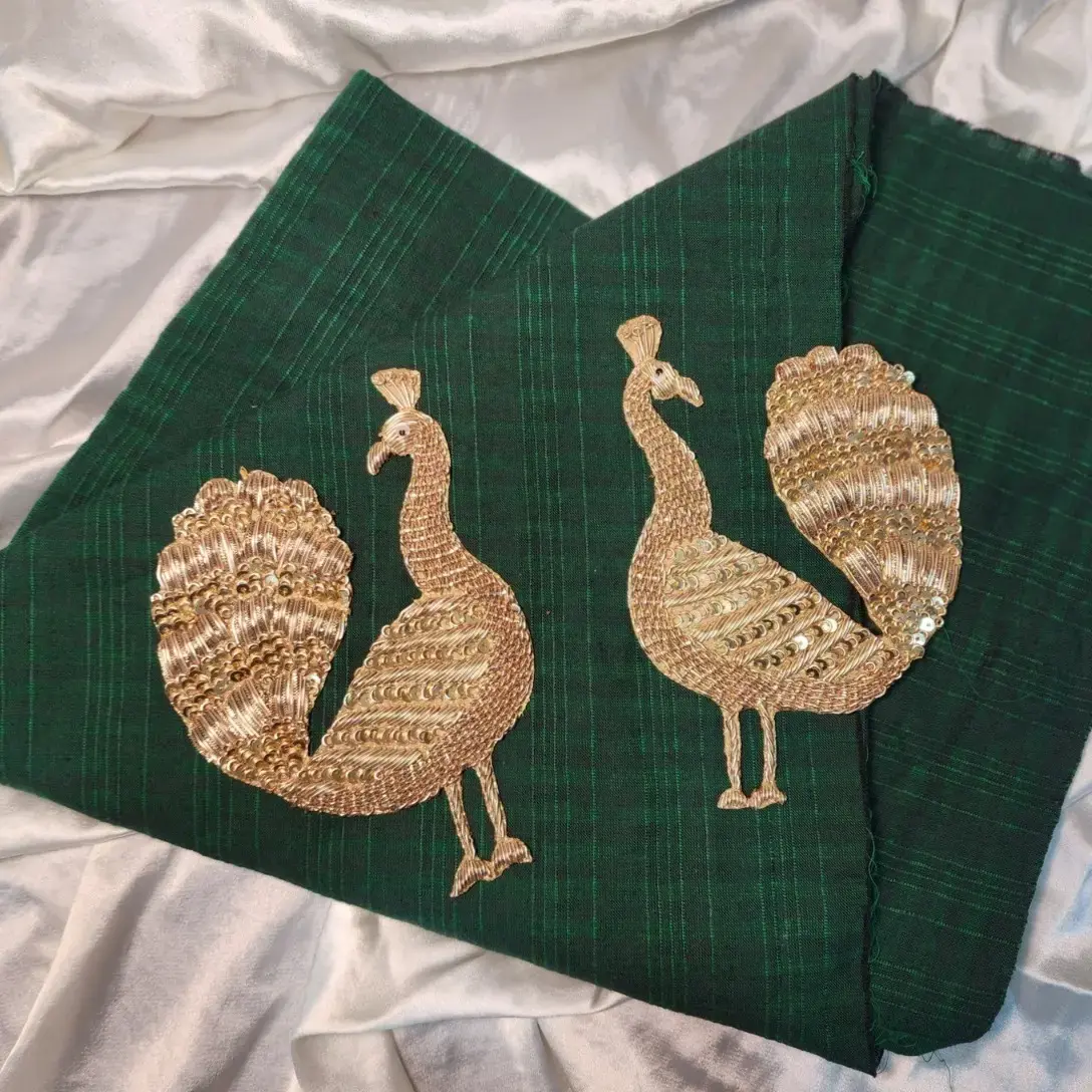 Buy Golden Dabka work Peacock Patch online | Mohan Shoppe