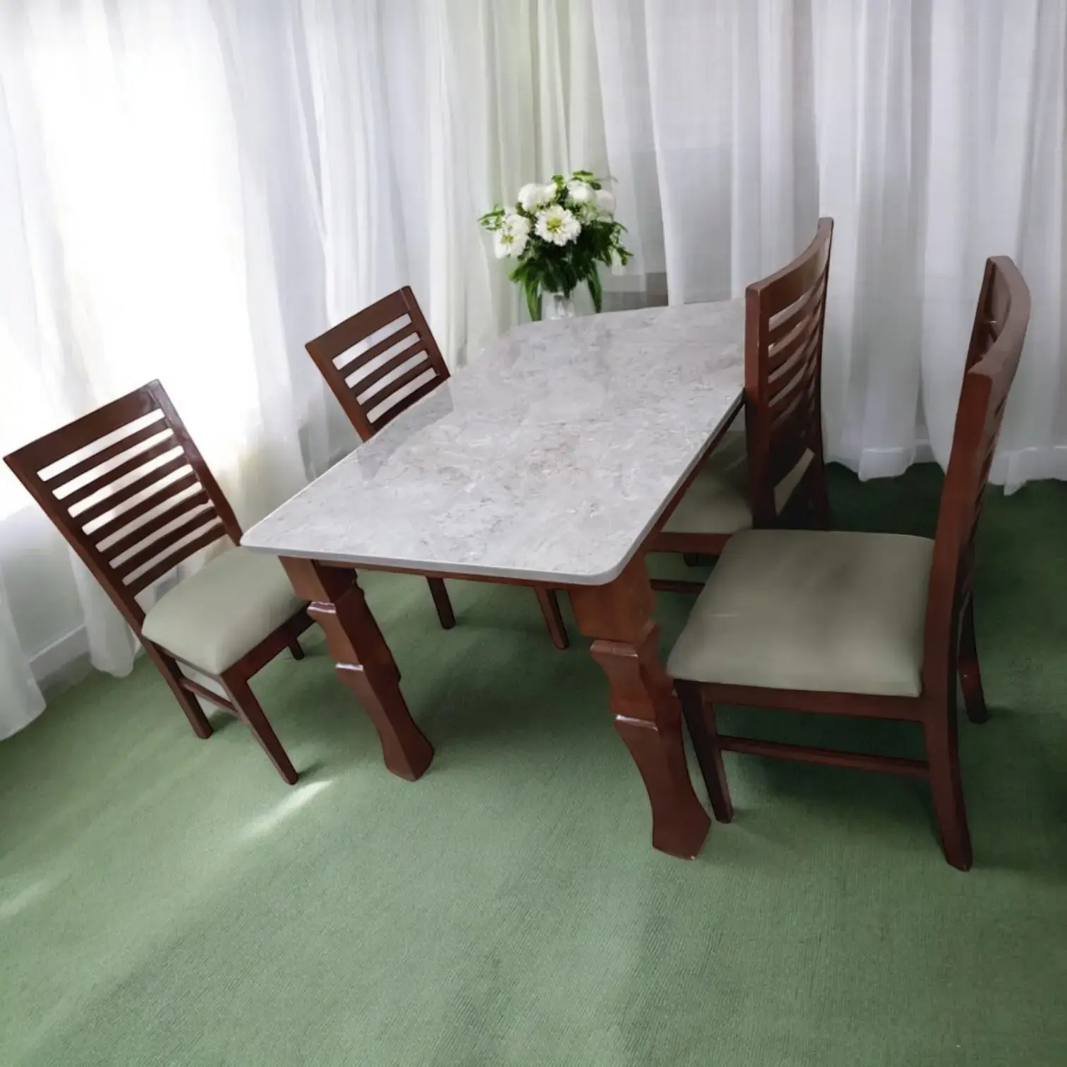 Buy Saag Wood 4 Seater Dining Set online at best price | gb Furniture