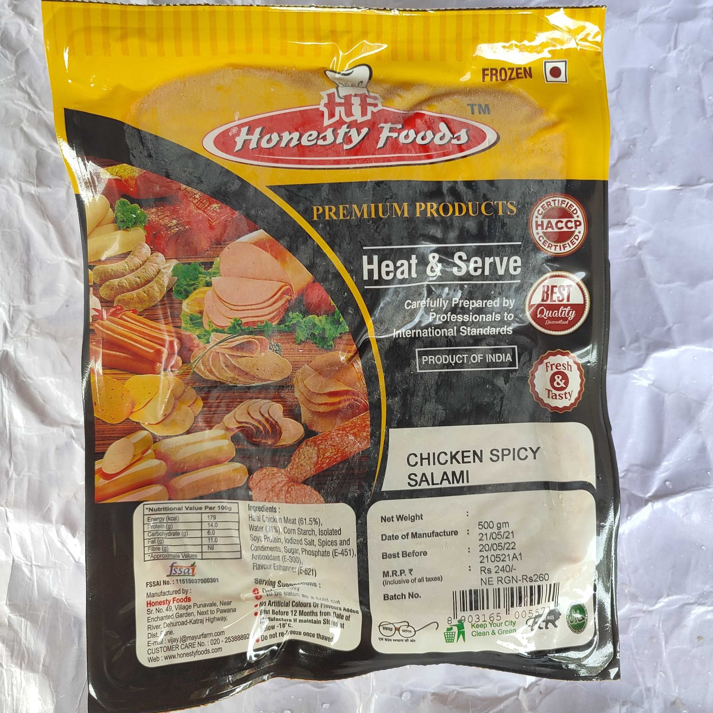 Buy Chicken Spicy Salami, 500 g online at best price | Honesty Foods Goa