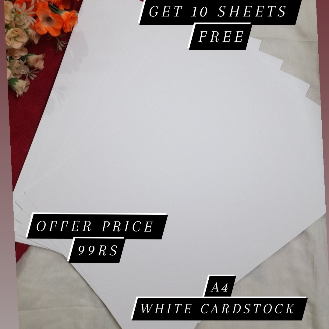 Buy White Cardstock Sheets || 180gsm || 10 + 10 Sheets || A4 Size ...