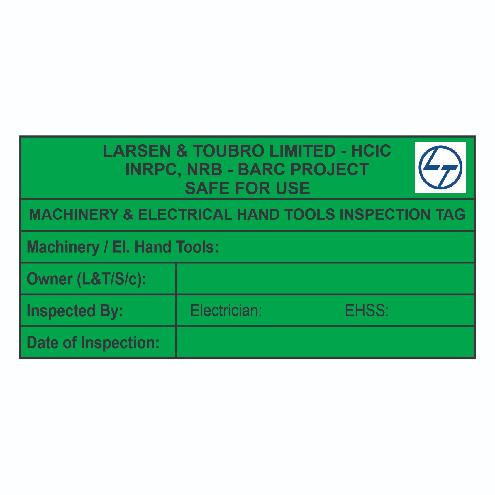 Buy MACHINERY & ELECTRICAL HAND TOOLS INSPECTION TAG online at best ...