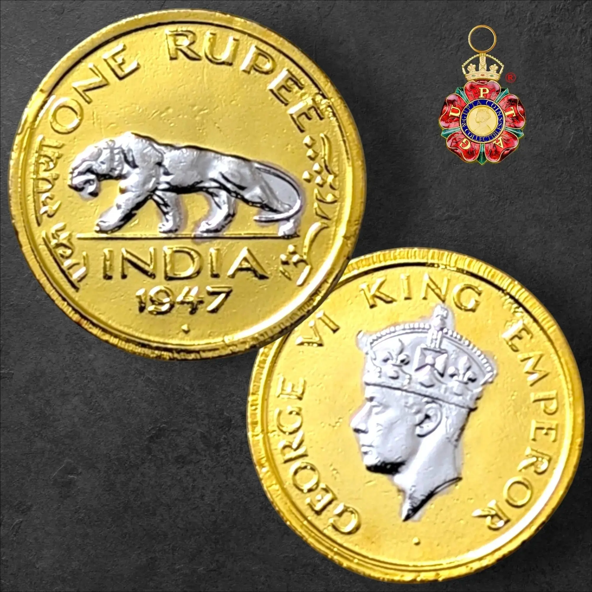 Buy Exclusive 1947 British India Rupee Masterpiece with 24ct Gold ...