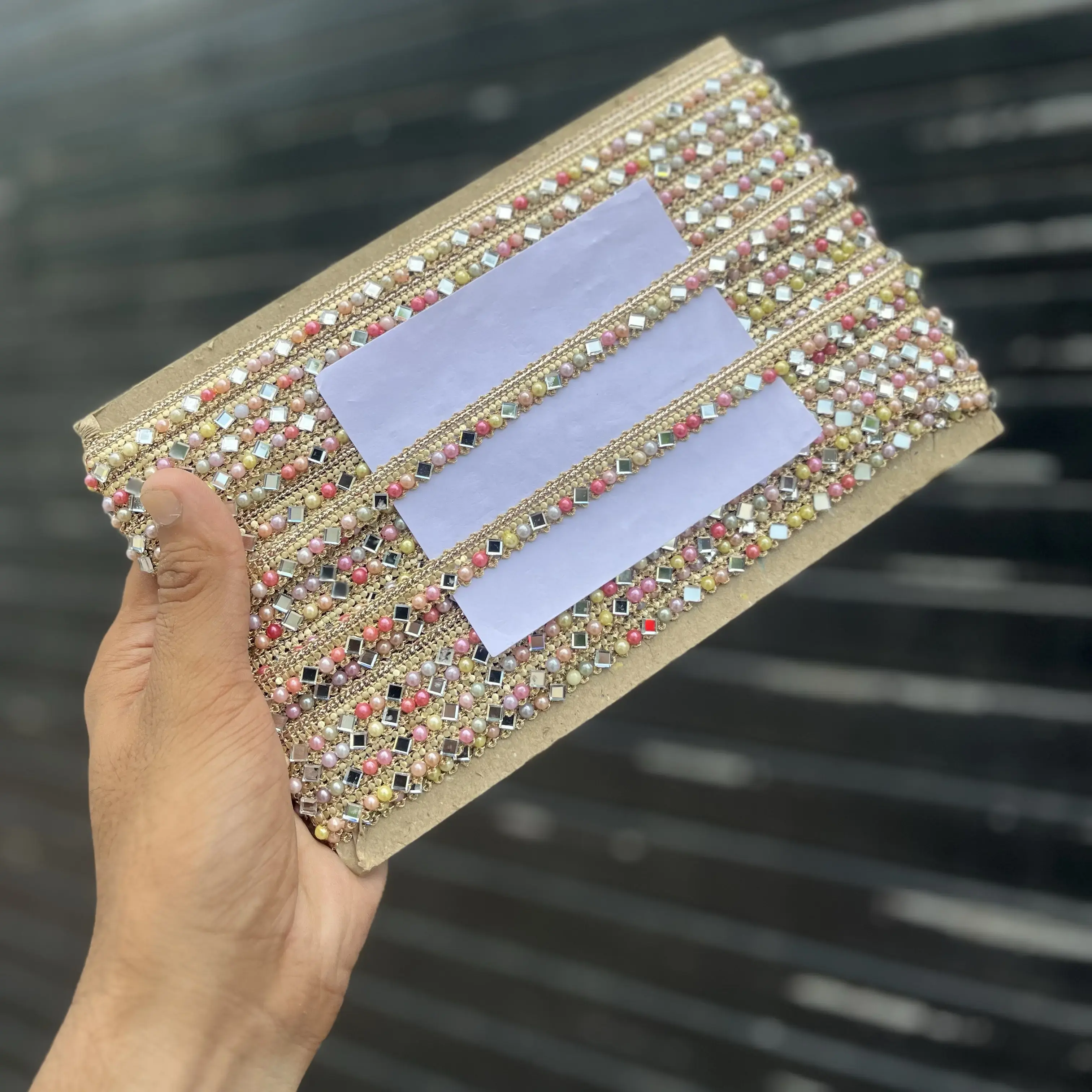 Buy Multi pearl mirror finishing Lace online at best price | Hollywood ...