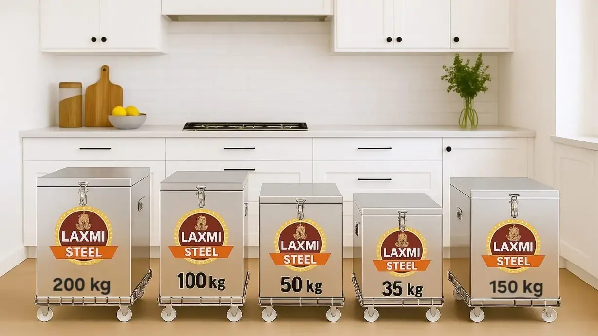 Buy Stainless Steel Grain Storage Big Containers With S S Trolley With ...