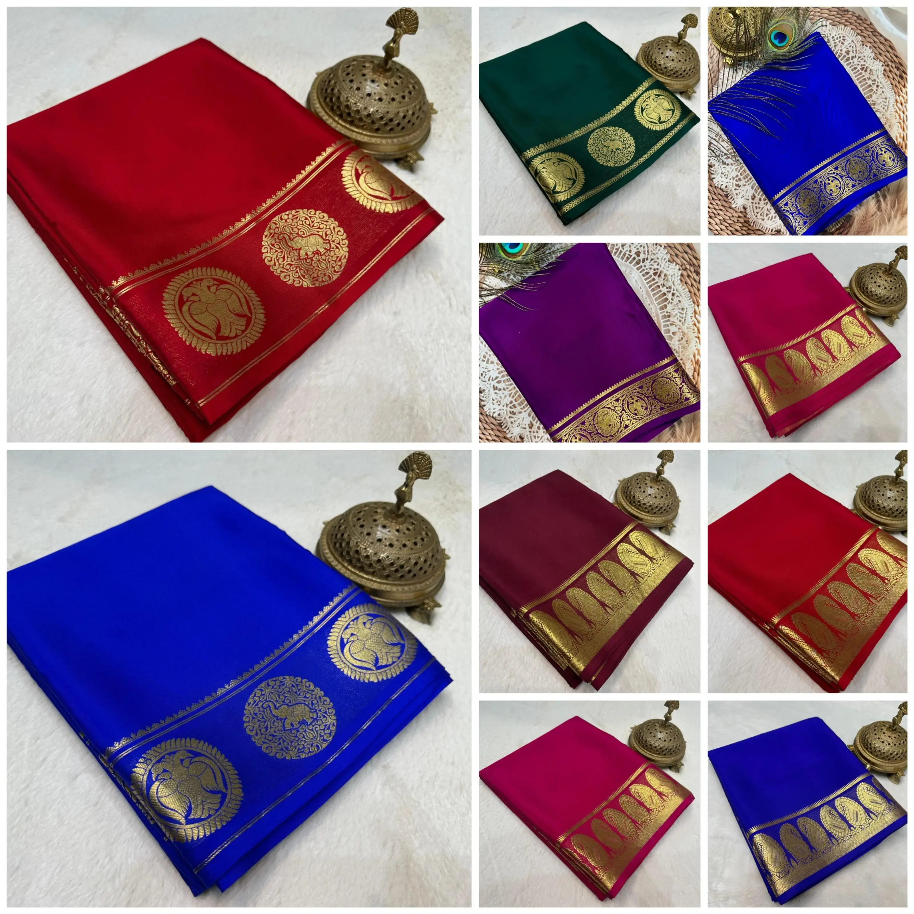 Buy Mysore Silk KSIC Big Mango Border Saree | Dhanvi Silks