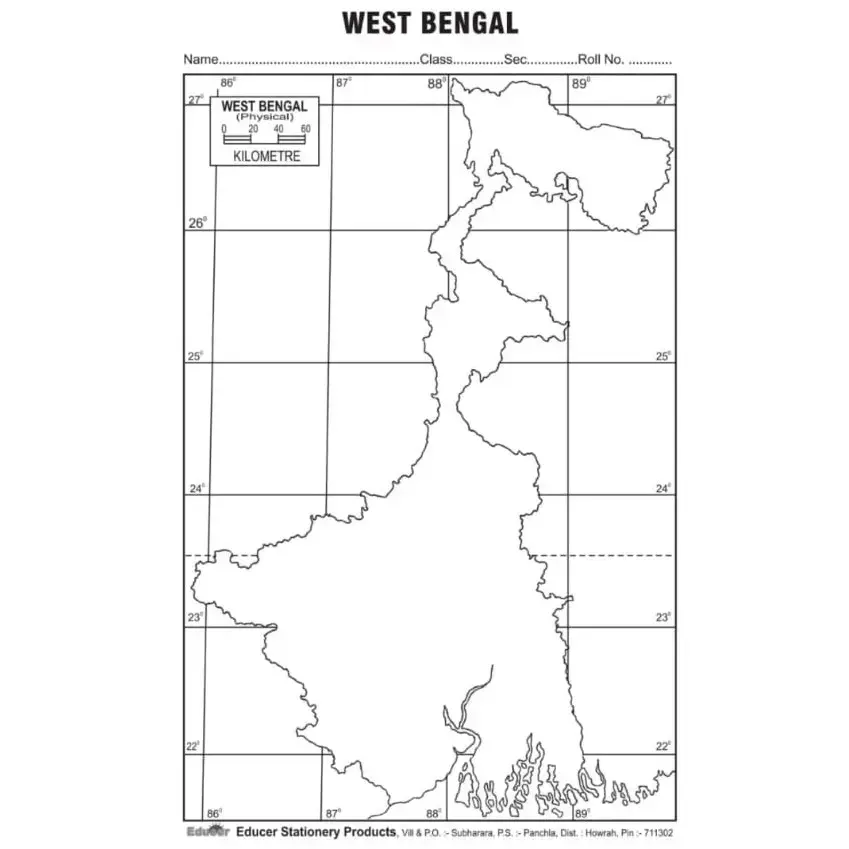 Buy Outline Map West Bengal Loose Sheet online at best price | Educer ...