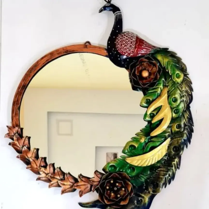 Buy Brass Plated Peacock Mirror online at best price | NEST INTERIORS ...